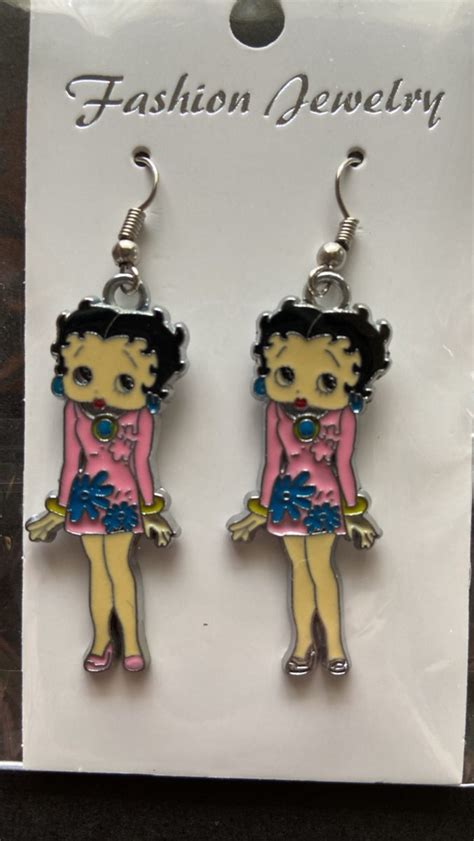 Betty Boop Pink Dress Earrings Lets Jive