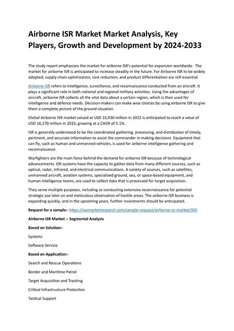 Ppt Airborne Isr Market Analysis Key Players Growth And Development