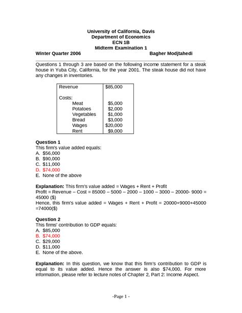 Midterm Exam 1 Practice Questions Principles Of Macroeconomics Ecn