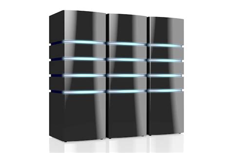Premium Photo Data Center Server Racks Isolated On White Background