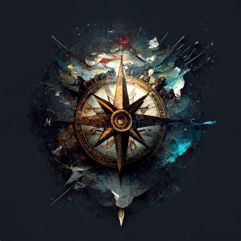 Compass In The Forest Against The Background Of Moss And Tree Leaves