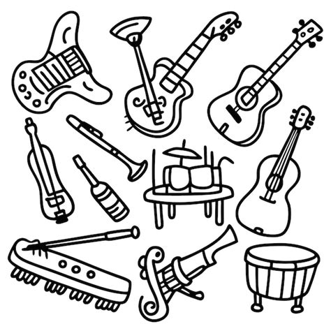Premium Vector Handdrawn Musical Instruments Line Art