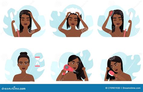 Hair Care And Treatment Steps With Oil Application And Scalp Massage