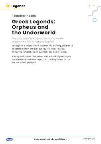 Orpheus And The Underworld Ks2 Reading Comprehension Worksheets And