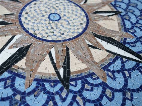 Mosaic Wall Blue Compass Compass Mozaico