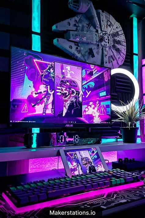 Rgb And Neon Cyberpunk Home Office And Battlestation Gaming Room