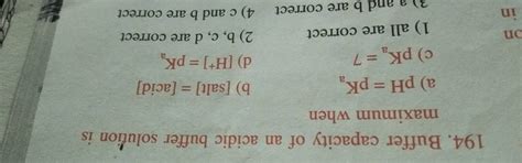 Buffer Capacity Of An Acidic Buffer Solution Is Maximum When Filo