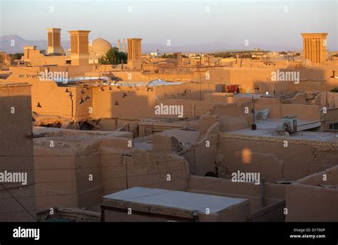 View Of The City With Traditional Windcatchers Badgir Yazd Iran