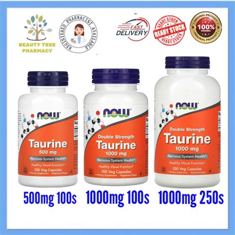 NOW Foods Taurine Double Strength 1,000 mg 100 / 250 Veg Capsules | Lazada