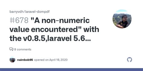 A Non Numeric Value Encountered With The V0 8 5 Laravel 5 6 And Php 7
