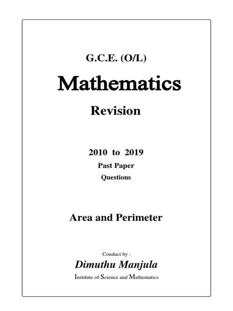Area And Perimeter Pdf Area Mathematics