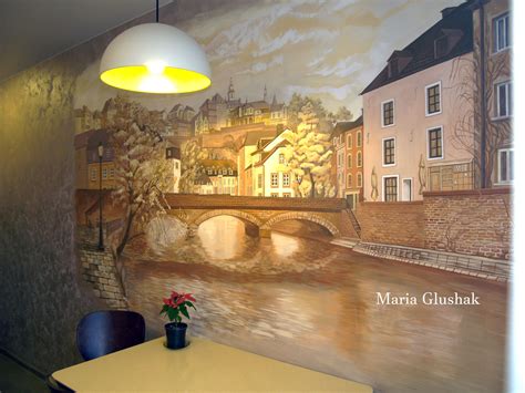 Роспись стены Городской пейзаж Пейзажи Городской пейзаж Роспись стен