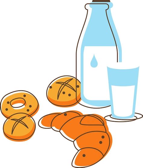 Premium Vector Bottle Of Milk Glass Of Milk Cross Buns Donut And