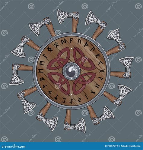The Circle Of Battle Axes Viking Shield Viking Decorated With Nordic