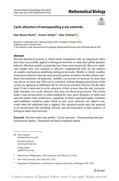 Cyclic Attractors Of Nonexpanding Q Ary Networks Request Pdf