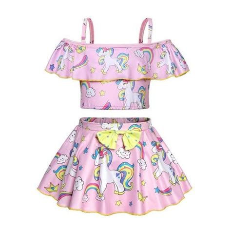 AmzBarley Licorne Maillot de Bain Nager Piscine Fille Enfant Deux Pièce