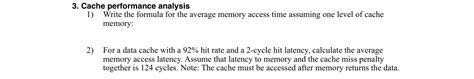 Solved Write The Formula For The Average Memory Access Time