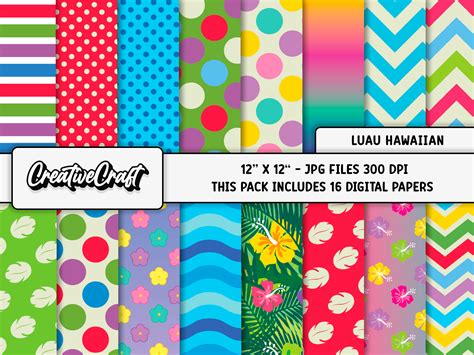 Luau Hawaiian Digital Papers Scrapbook Graphic By Creativecraft