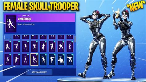 New Female Skull Trooper Skin With 70 Dancesemotes Fortnite Battle Royale Youtube