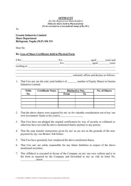 Duplicate Share Certificate Format Im New To This Subject And I Got Confused Of The