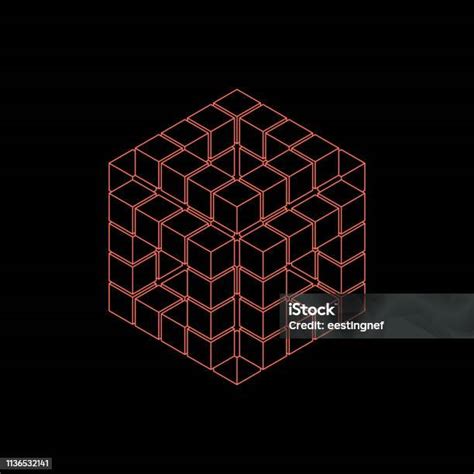 큐브의 추상 3d 큐브 등각 투영 벡터 개요 그림입니다 0명에 대한 스톡 벡터 아트 및 기타 이미지 0명 3차원 형태