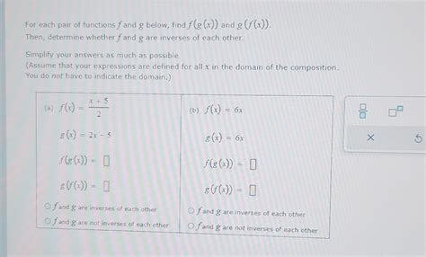 Solved For Each Pair Of Functions F And G Below Find Chegg