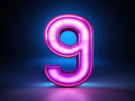 Premium Photo | Number 9 made from neon light Generative Ai