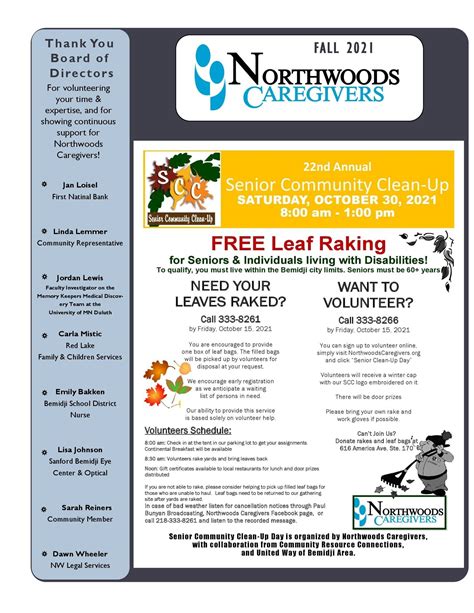 Fall 2021 Newsletter Northwoods Caregivers