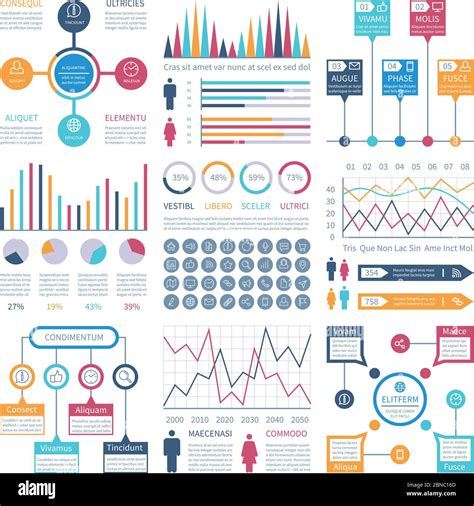 Infographics Template Financial Charts Trends Graph Population