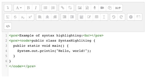 Syntax Highlighting Moodle Fee Docs