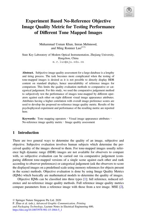 Pdf Experiment Based No Reference Objective Image Quality Metric For