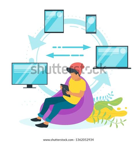 Cross Platform Programming Concept Different Devices Stock Vector