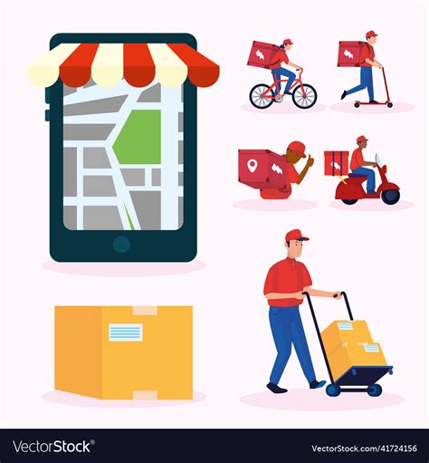 Seven Delivery Items Royalty Free Vector Image