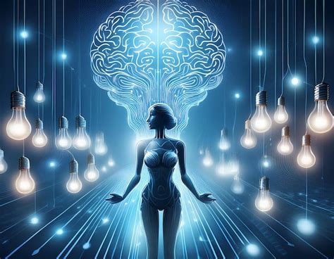 Floating Light Bulbs With Digital Brain Ai Innovation Neural Networks