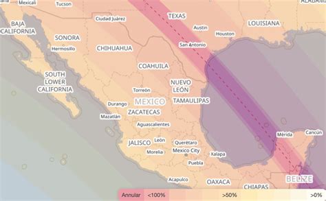 Mapa ¿en Qué Estados Se Verá El Eclipse Solar Del 14 De Octubre