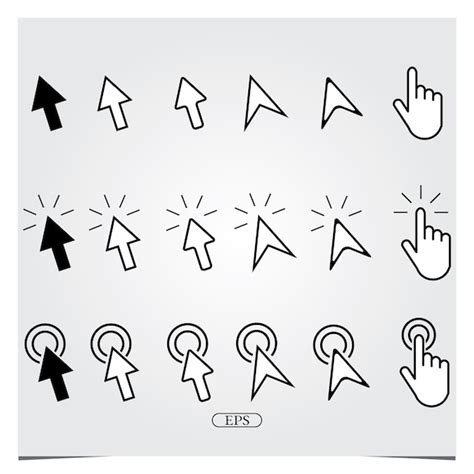 Premium Vector Pointer Cursor Mouse Icon Set Flat Outline Premium Template