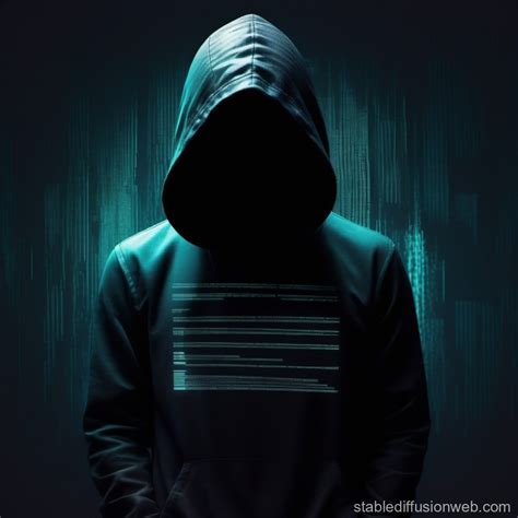 A Creepy Hacker Guy With Glitch Effect Without Face In Dark Area
