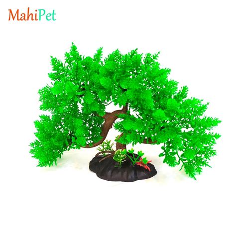 خرید درختچه مصنوعی آکواریوم مدل بنسای سبز کد 1474 سایز 29×18 سانتی