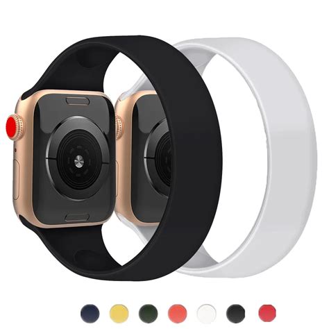 솔로 루프 스트랩 애플 시계 밴드 mm mm mm mm mm mm 탄성 실리콘 팔찌 iWatch 시리즈 SE AliExpress