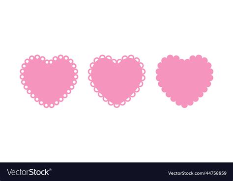 Scalloped Edge Heart Shapes Set Simple Royalty Free Vector
