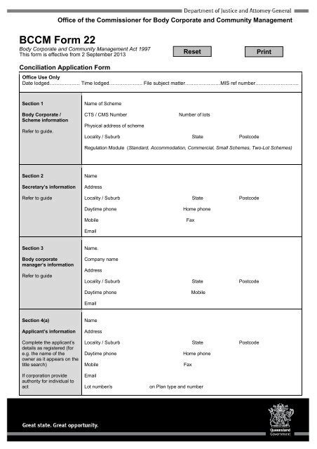 Bccm Form 22 Department Of Justice And Attorney General
