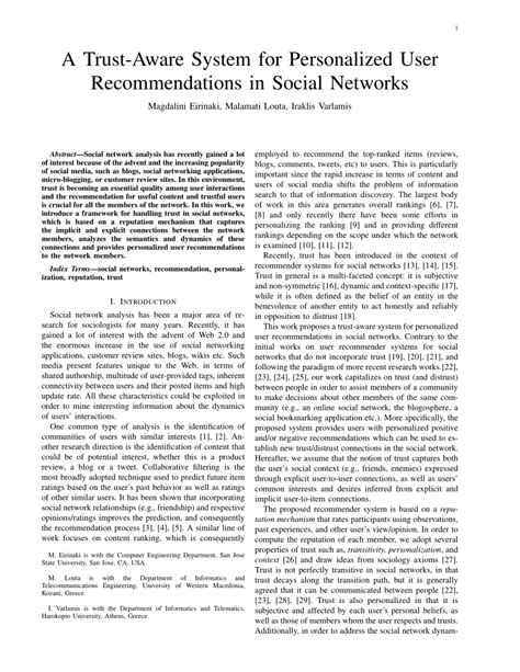 Pdf A Trust Aware System For Personalized User Recommendations In Social Networks
