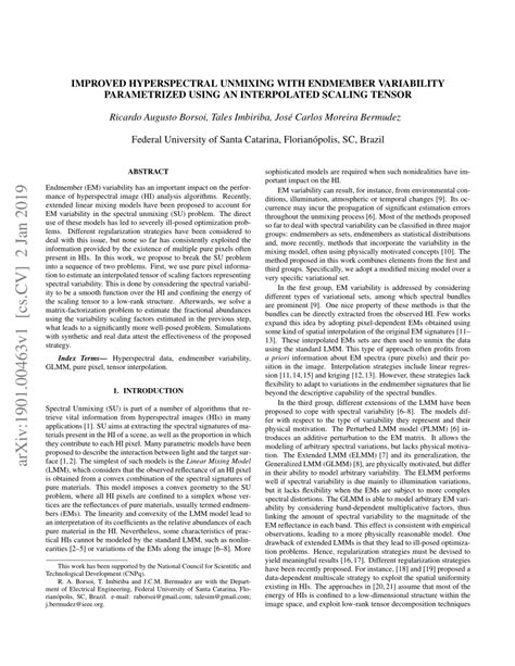 Pdf Improved Hyperspectral Unmixing With Endmember Variability