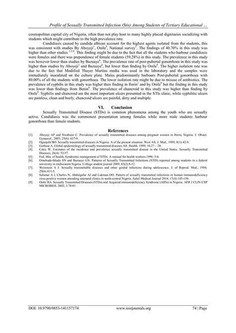 Profile Of Sexually Transmitted Infections STIs Among Babes Of Tertiary Educational