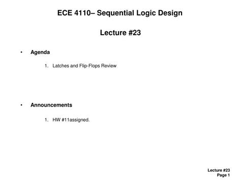 Ppt Ece 4110 Sequential Logic Design Powerpoint Presentation Free Download Id3227145