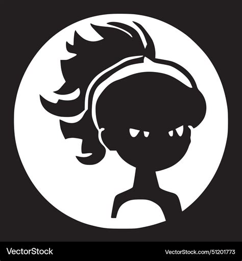 Girl Power Black And White Isolated Icon Vector Image