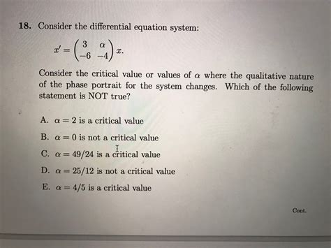 Solved Consider The Differential Equation System X 3 Chegg Com