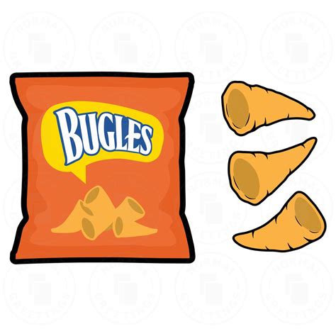 Bag Of Bugles Chips Logo Bag Of Chips Clip Art Cartoon Illustration