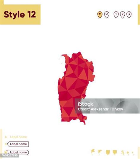 Coquimbo Chili Carte Rouge Low Poly Carte Polygonale Plan De La Carte