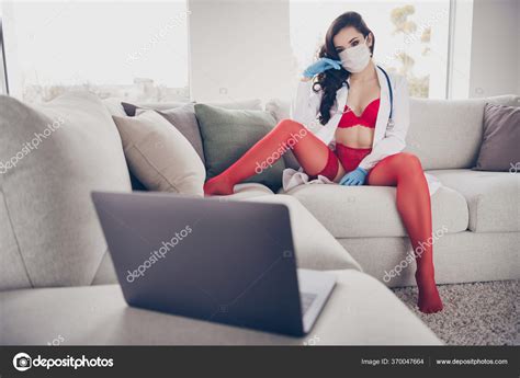 Photo Of Horny Lady Remote Porn Worker Home Private Online Laptop Chat Play Naughty Bad Nurse